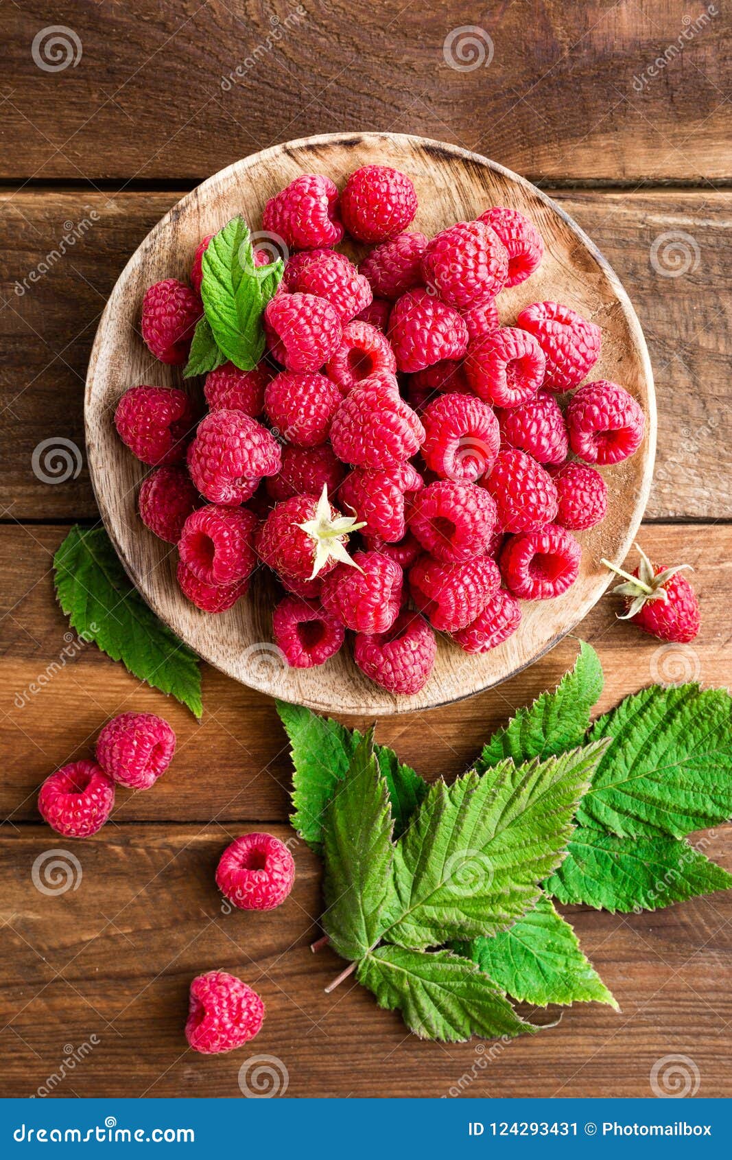 Fresh Raspberry with Leaves Stock Image - Image of table, healthy ...