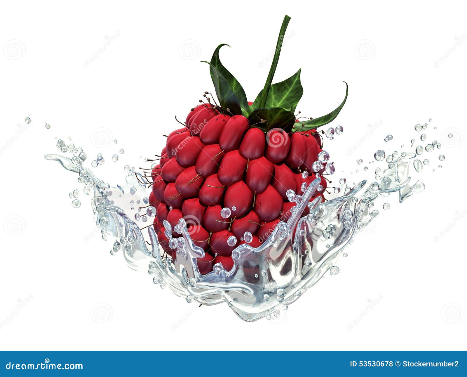 Fresh Raspberry in Water Splash, Isolated on White Background Stock ...
