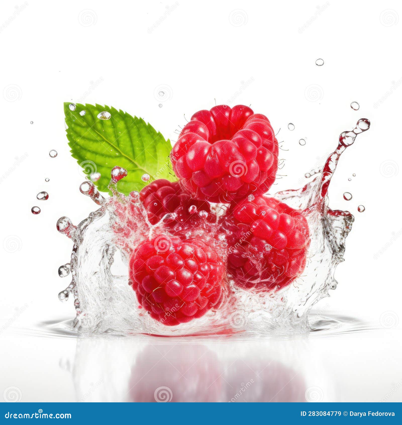 Fresh Raspberry in Water Splash on White Backround. Juicy Fruit Stock ...