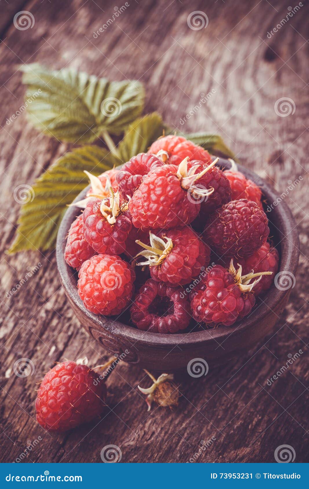 Fresh Raspberry on a Wooden Table Stock Image - Image of leaf, group ...