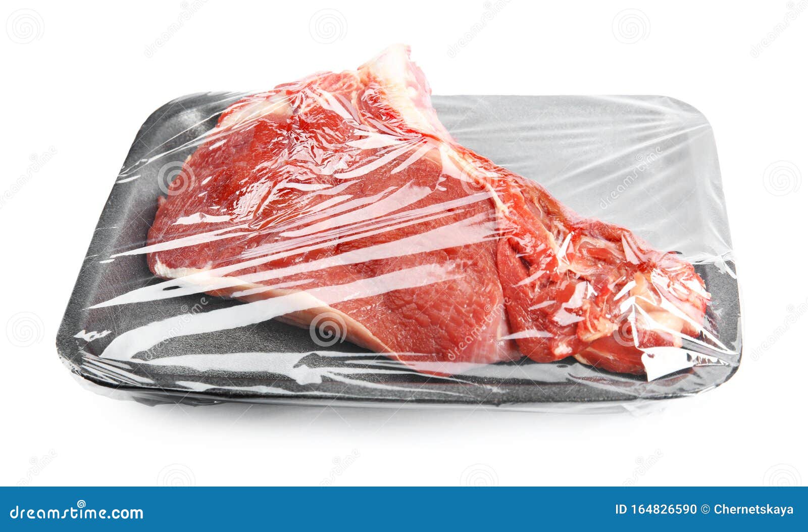 Fresh Raw Beef Cut in Plastic Container Isolated Stock Photo - Image of ...