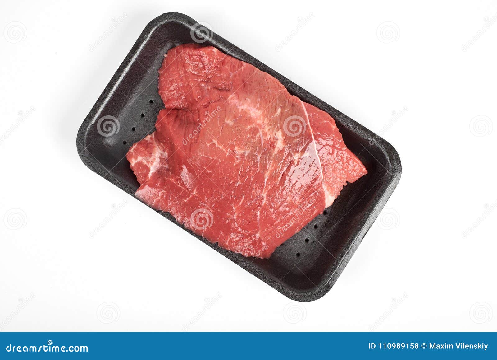 Fresh Raw Beef in a Package Isolated on White Background Stock Photo ...