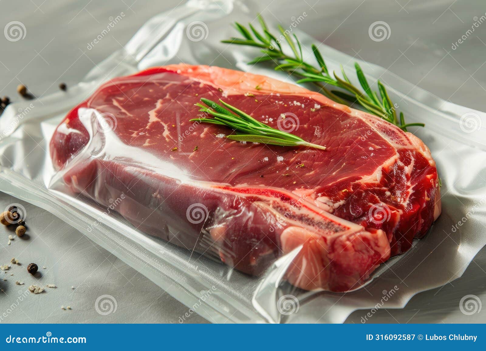 Fresh Raw Beef Ribeye Steak Sealed in Vacuum Stock Illustration ...