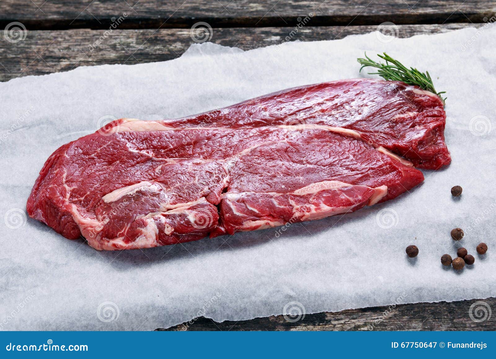 Fresh Raw Beef Rump Steak on Crumpled Paper Stock Image - Image of ...
