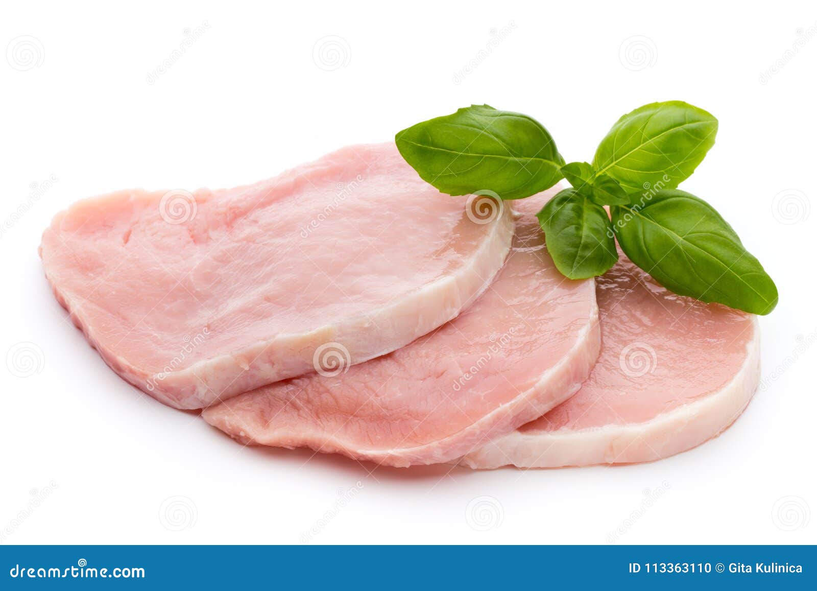 Fresh Raw Beef Steak Isolated on White Background, Top View. Stock ...