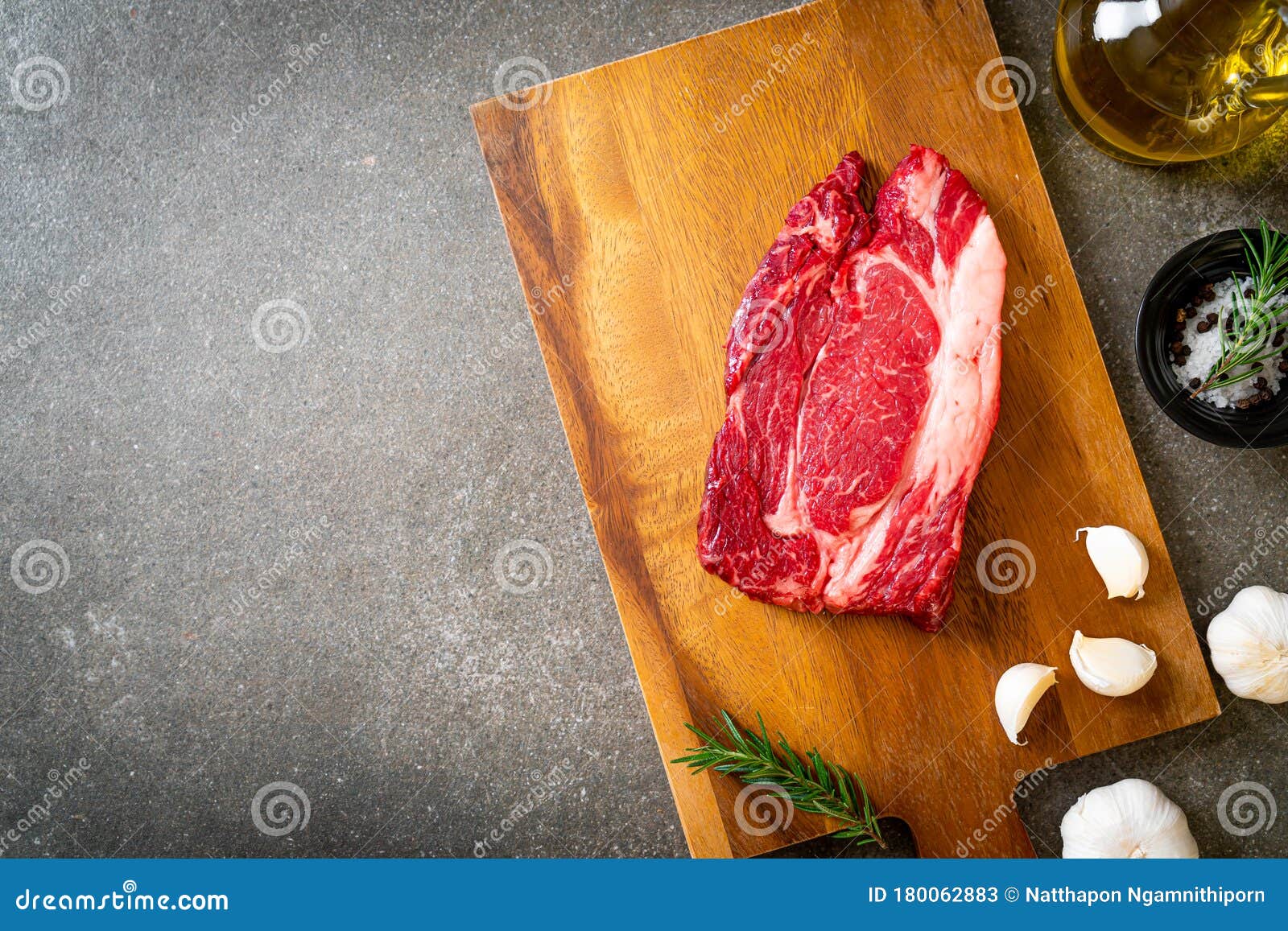 Fresh raw beef steak stock image. Image of rosemary - 180062883