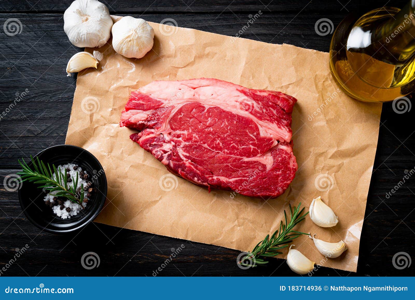 Fresh raw beef steak stock photo. Image of fillet, prime - 183714936