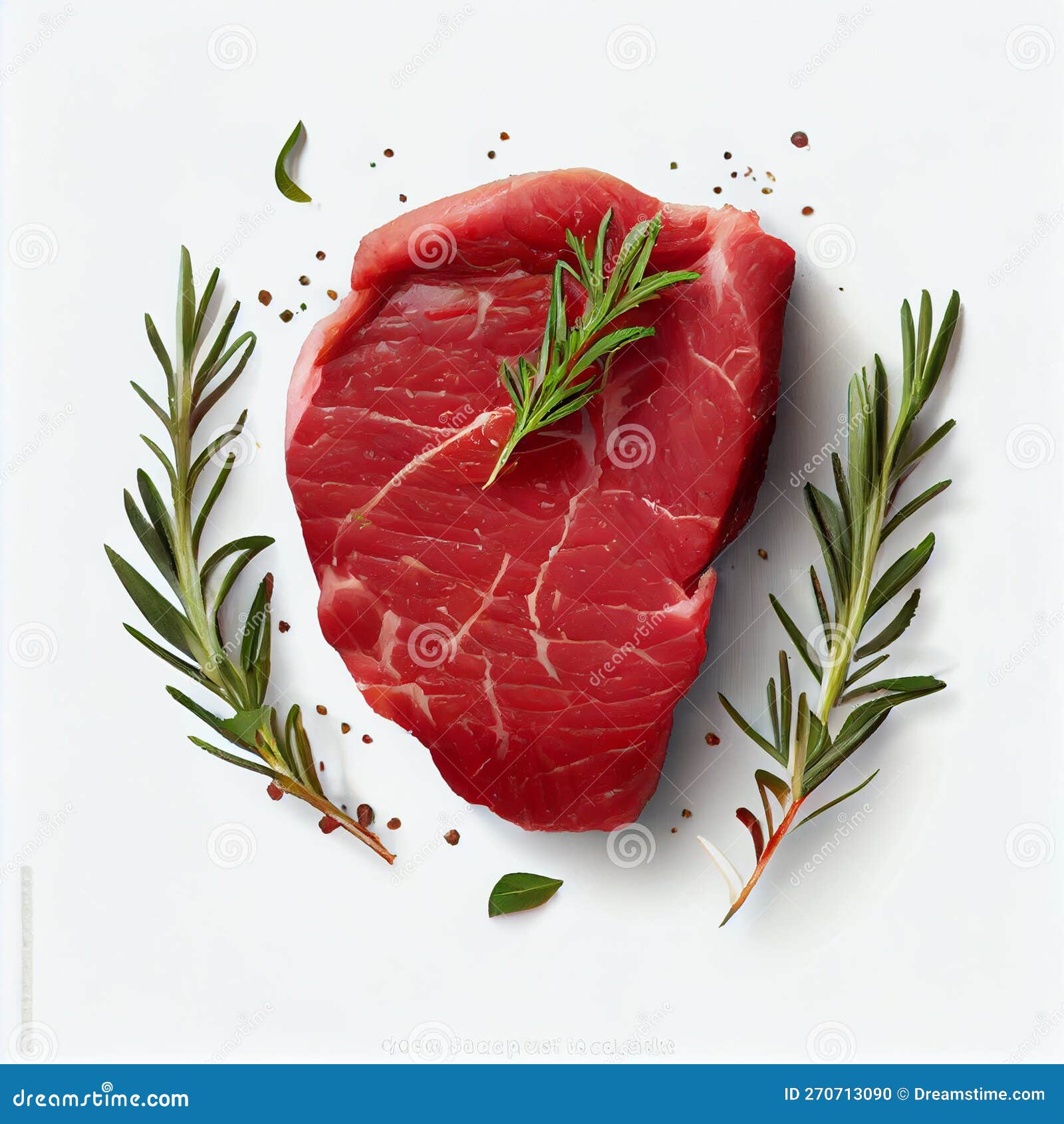 Fresh Raw Beef Steak, Top View, Isolated on White.generative Ai Stock ...