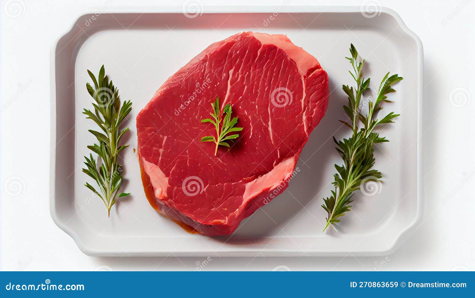 Fresh Raw Beef Steak, Top View, Isolated on White. Generative AI Stock ...