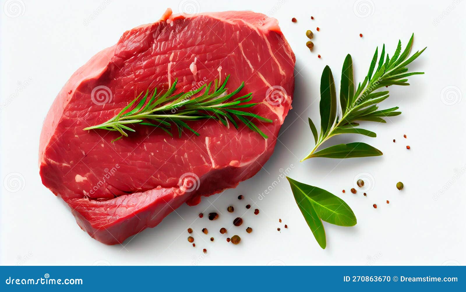 Fresh Raw Beef Steak, Top View, Isolated on White. Generative AI Stock ...