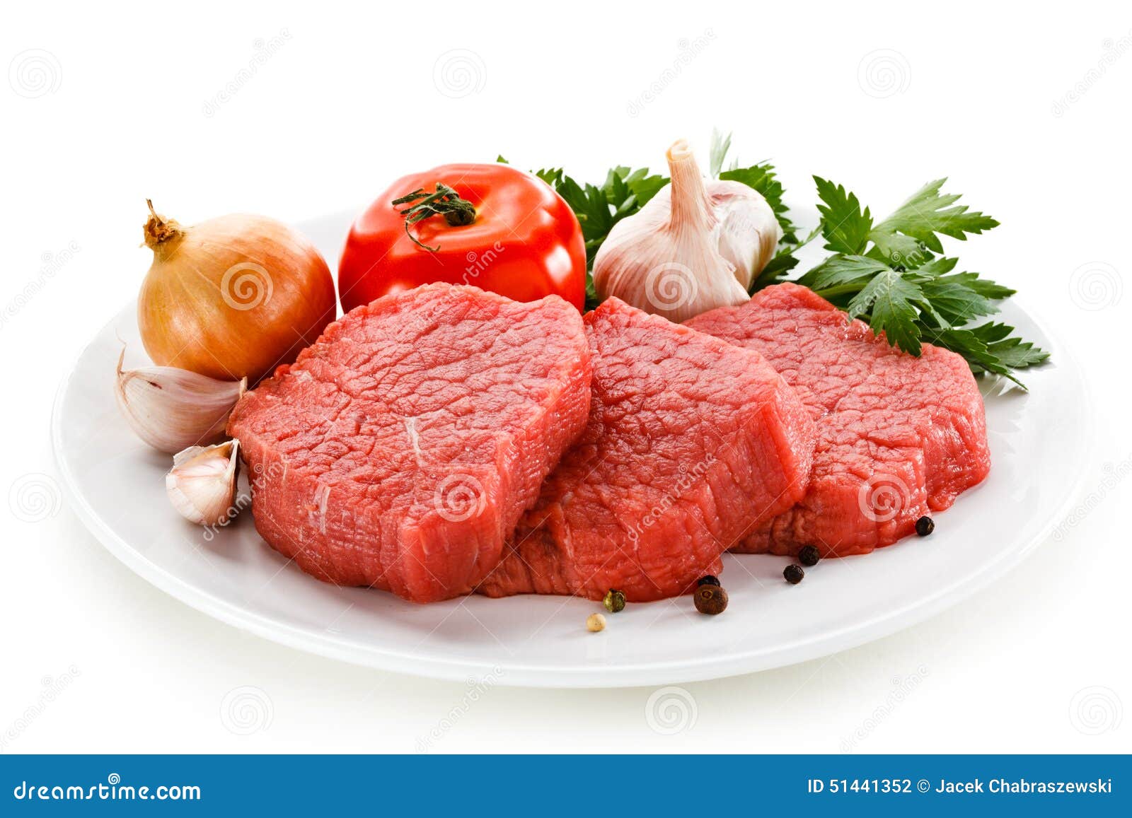Fresh raw beef stock photo. Image of basil, chops, lettuce - 51441352