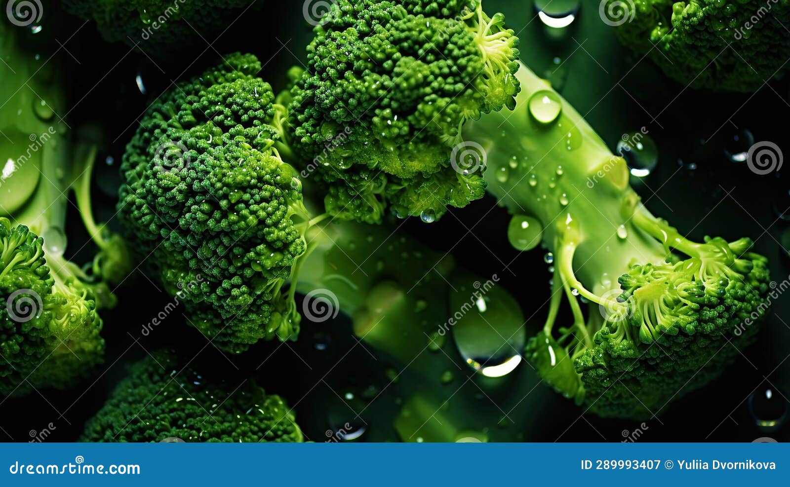 Fresh Raw Broccoli with Water Drops Background. Vegetables Backdrop ...