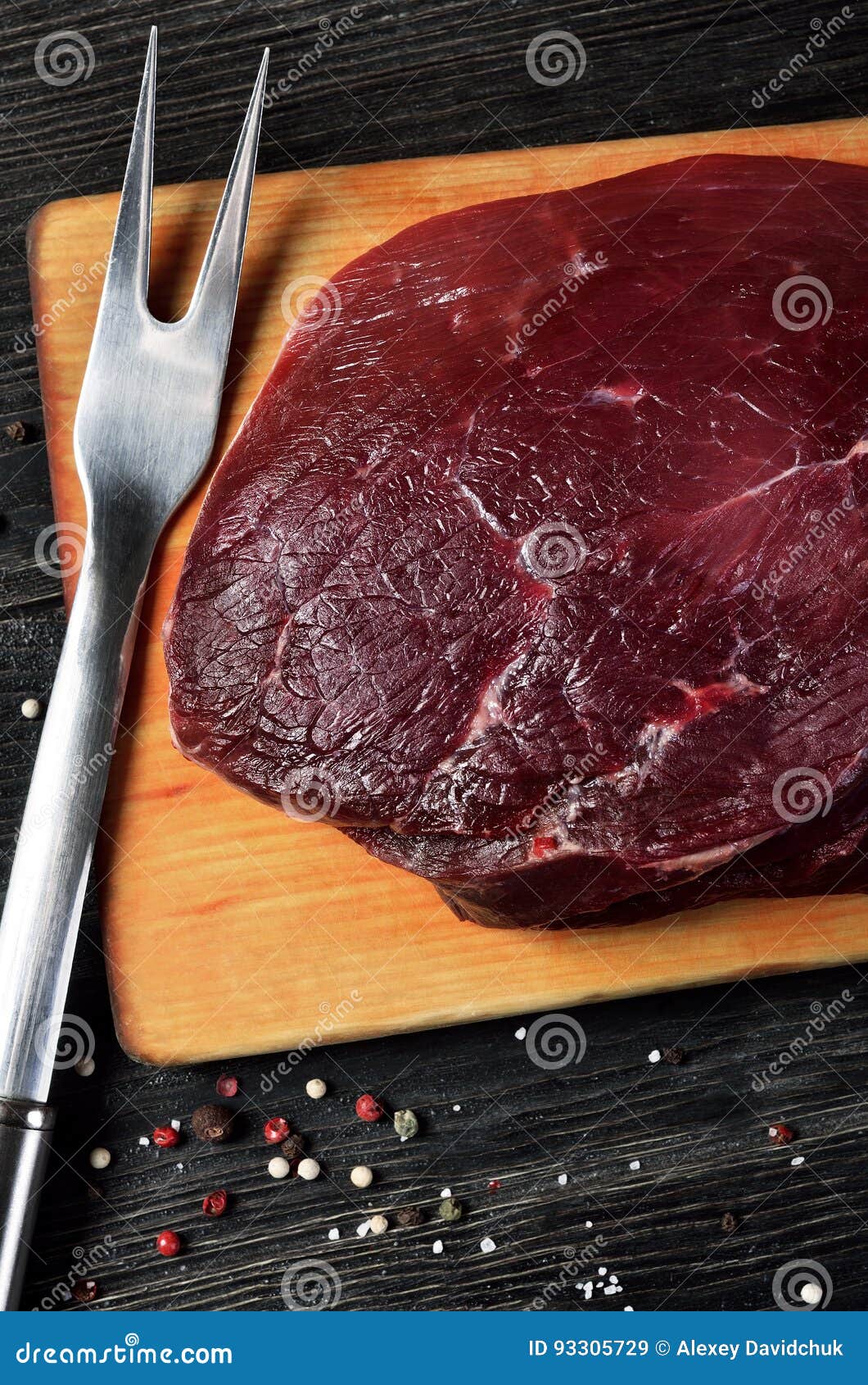 Fresh Raw Buffalo Meat on Cutting Board Stock Image - Image of spice ...