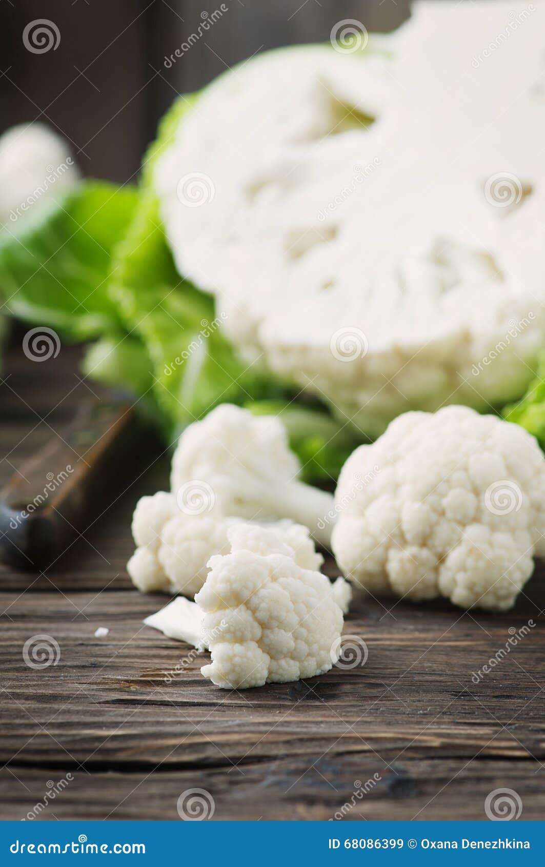 Fresh Raw Cauliflower on the Wooden Table Stock Image - Image of meal ...
