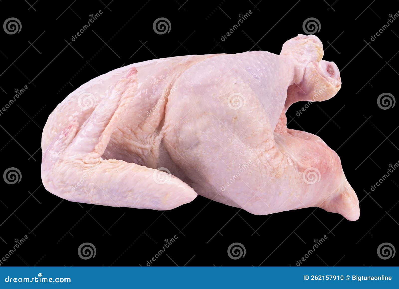 Fresh Raw Chicken Isolated on Black Background with Clipping Path. Side ...