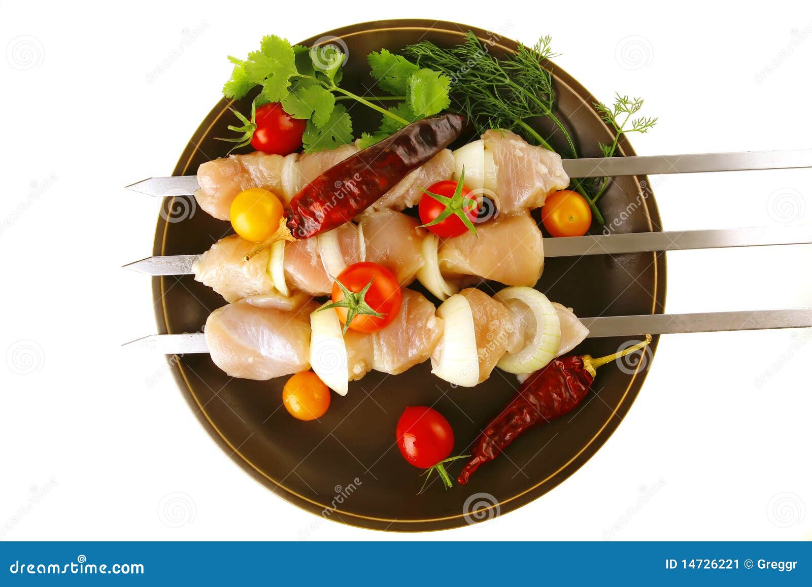 Fresh Raw Chicken Kebabs on Plate Stock Image - Image of isolated ...