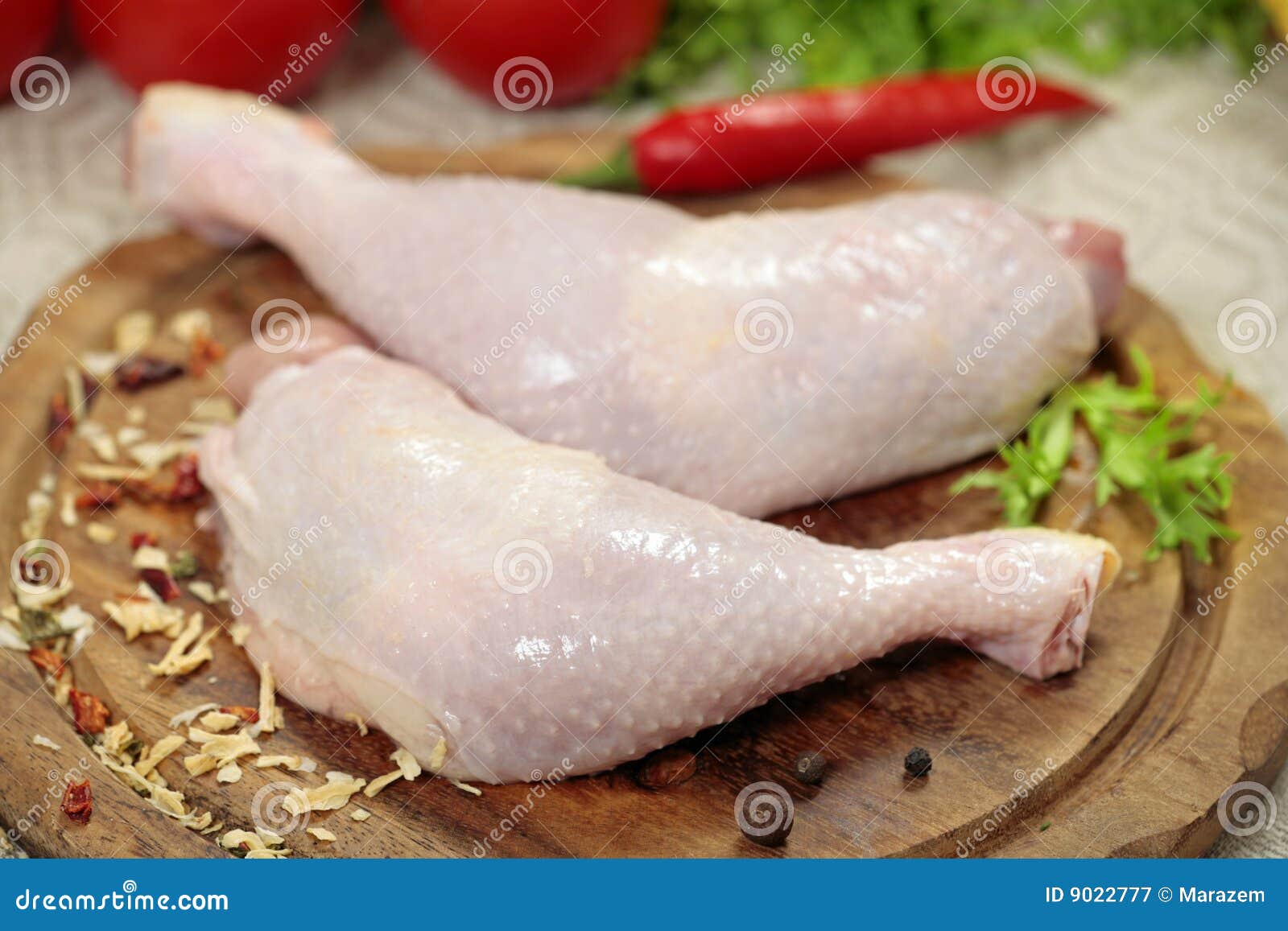 Fresh raw chicken leg stock image. Image of food, spice - 9022777