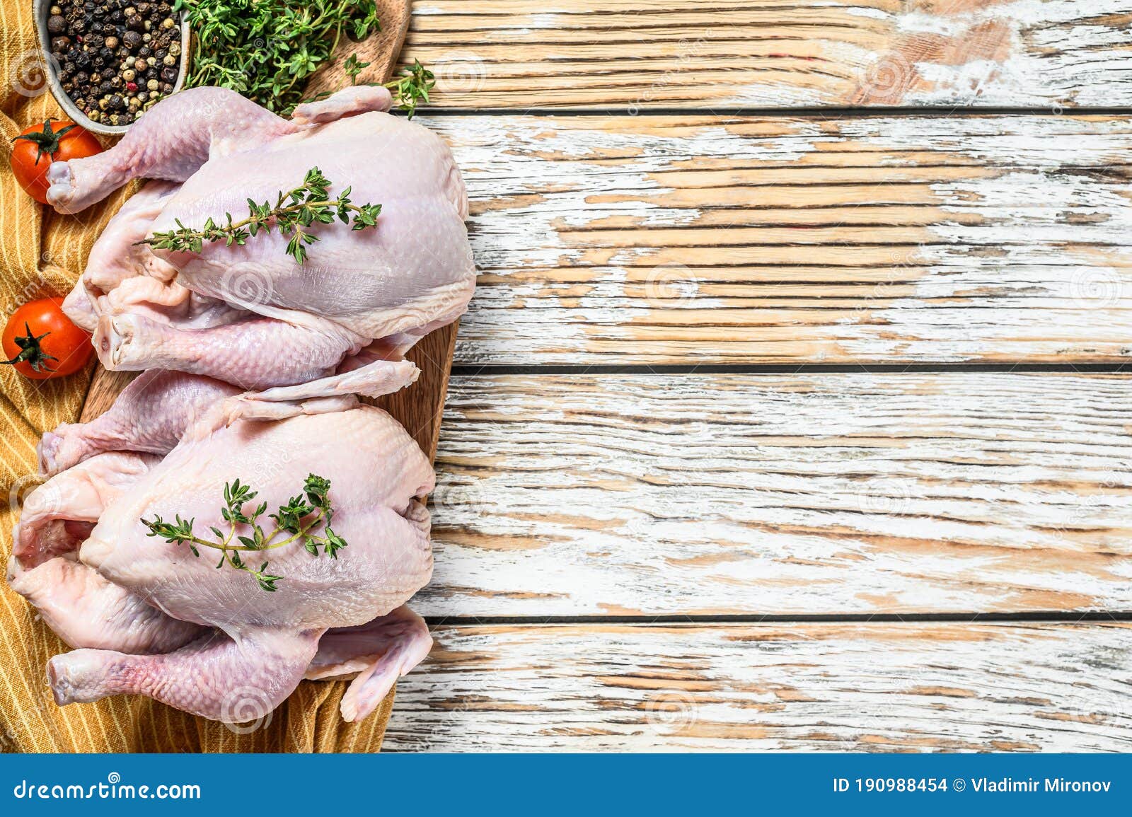 Fresh Raw Chicken with Spices, Cooking Background. White Background ...