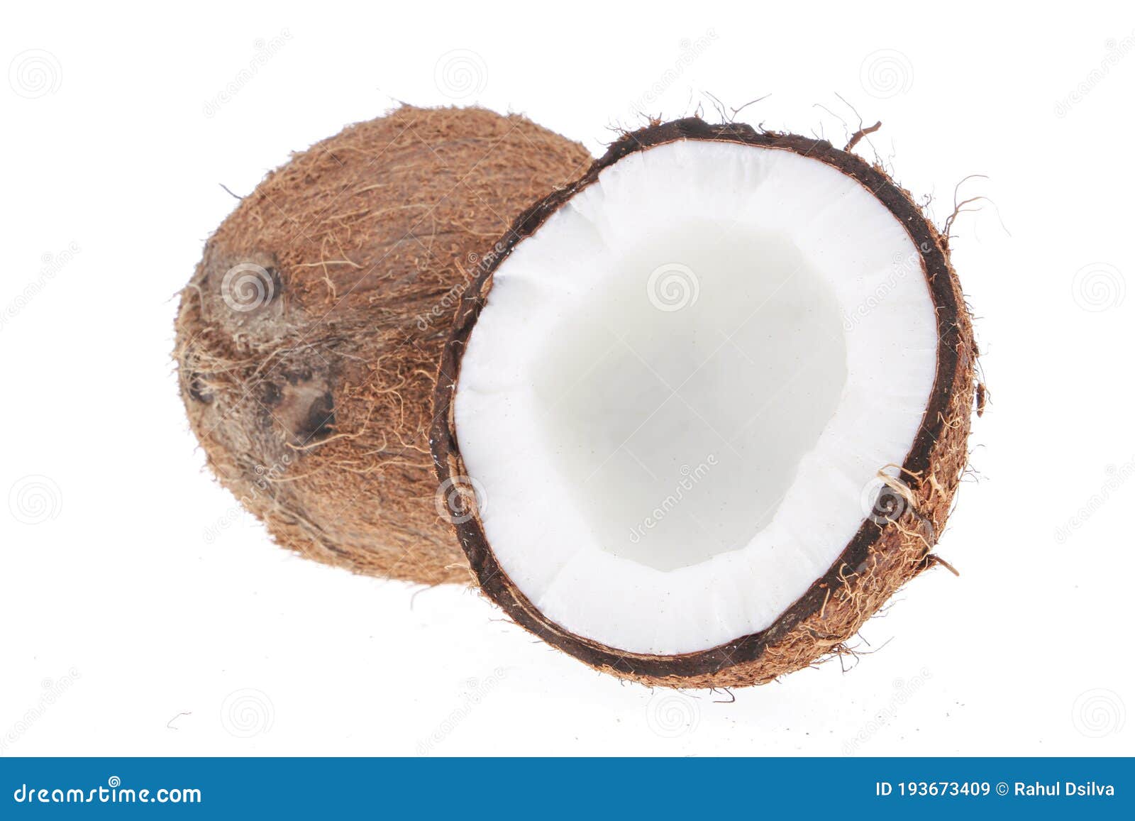 Fresh Raw Coconut with Palm Leaves Isolated on White Background. High ...