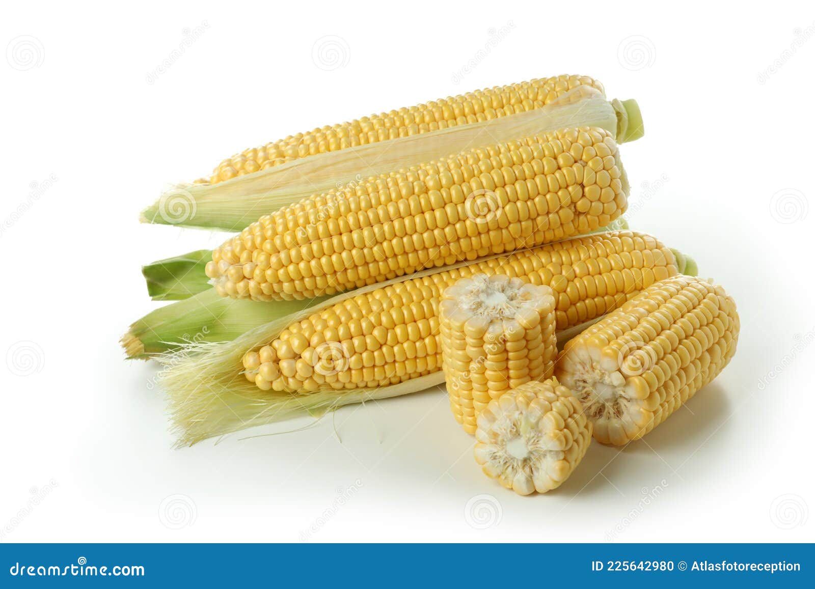 Fresh Raw Corn Isolated on White Stock Photo - Image of natural, golden ...