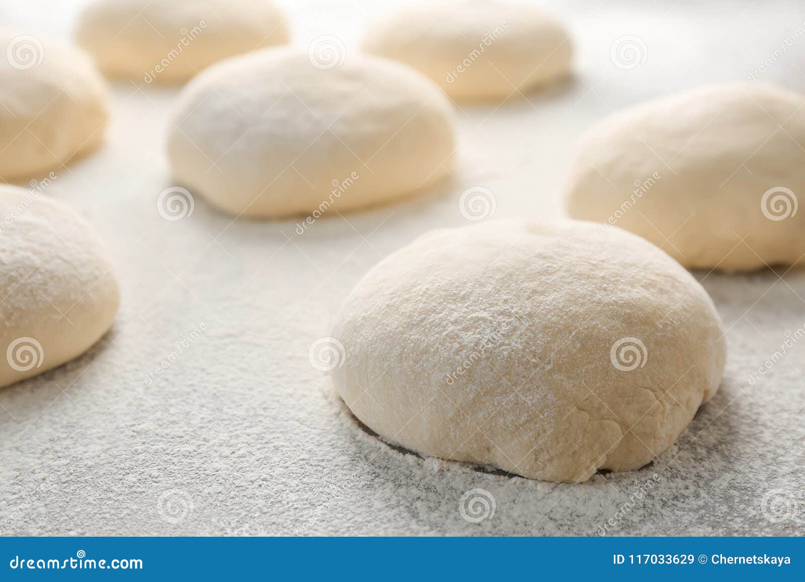 Fresh raw dough with flour stock image. Image of ball - 117033629