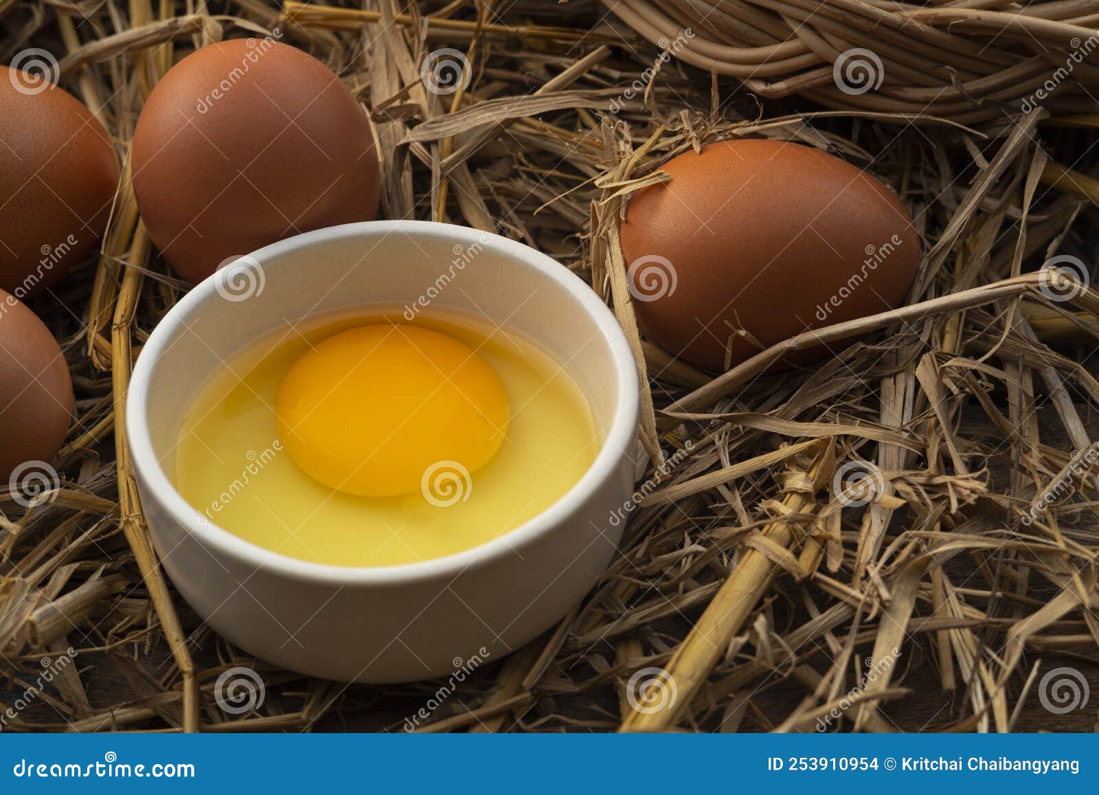 Fresh Raw Egg in White Bowl with Eggs Stock Photo - Image of background ...