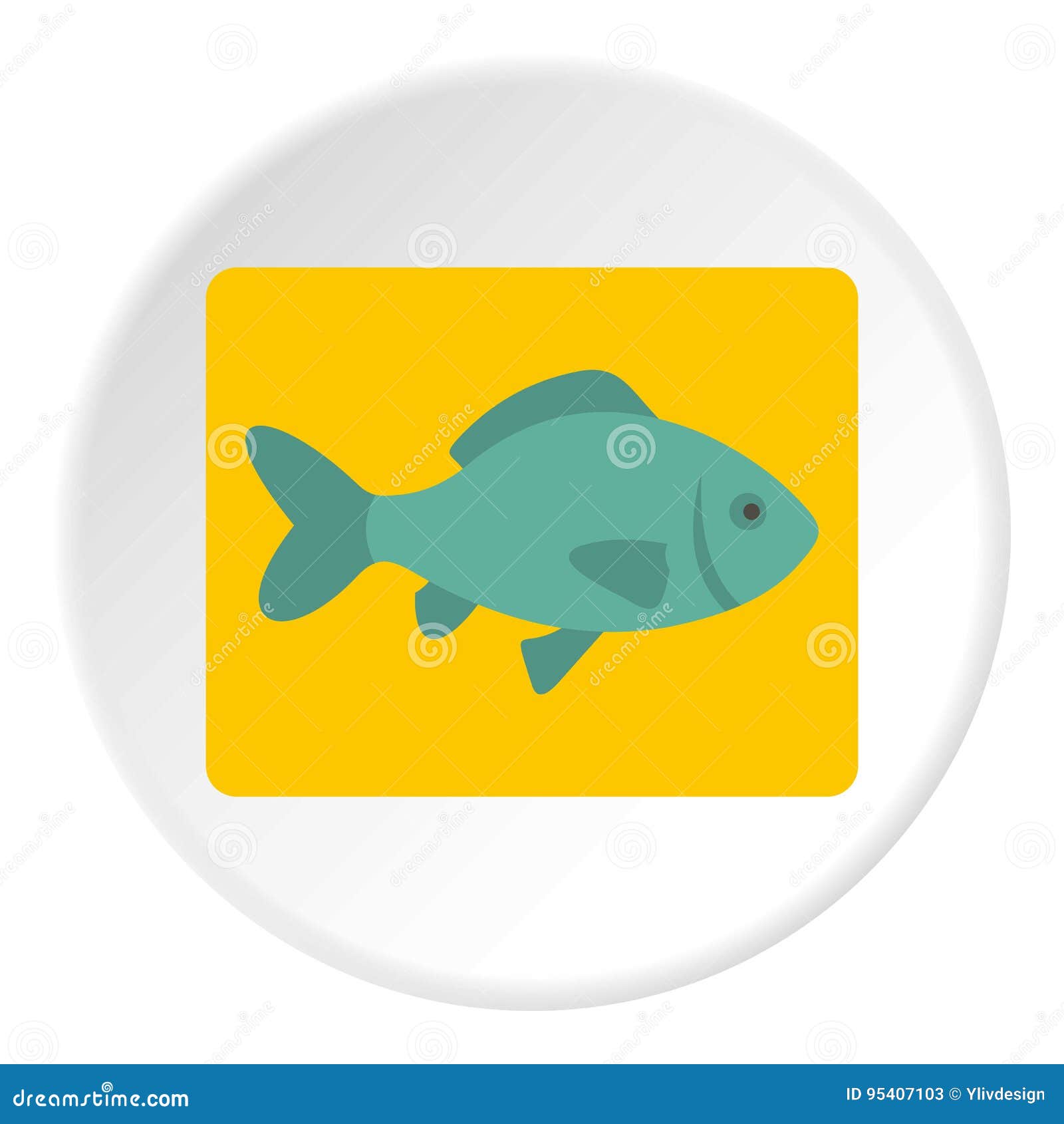 Fresh raw fish icon circle stock vector. Illustration of design - 95407103