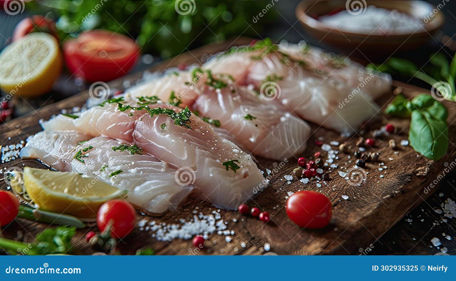 Fresh raw fish on table stock image. Image of grill - 302935325