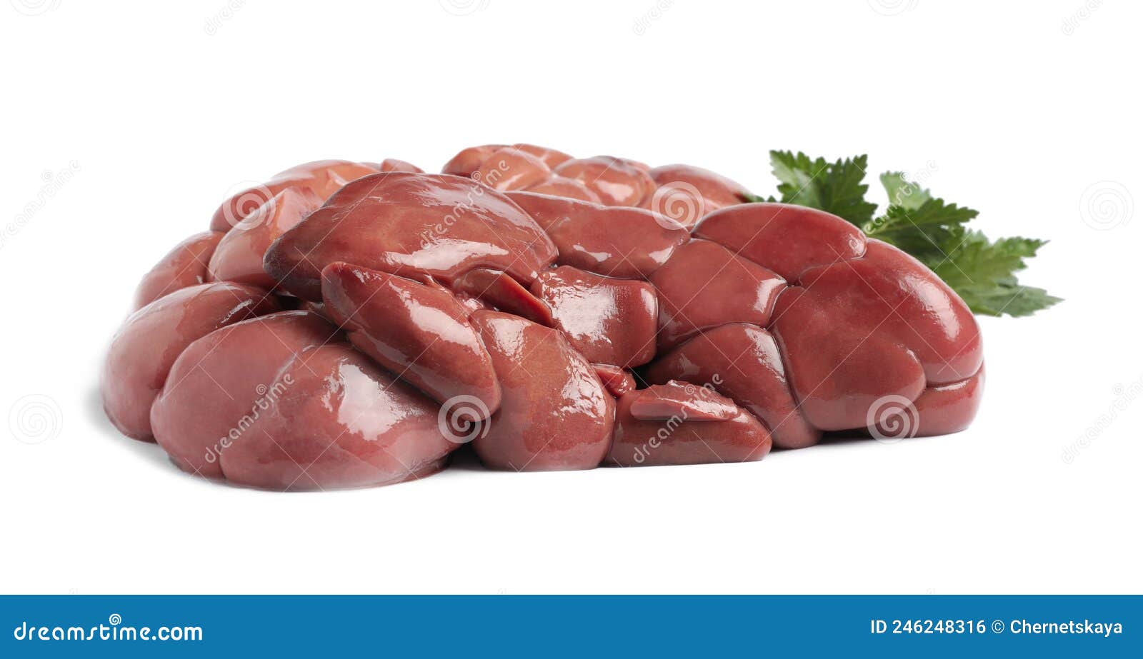 Fresh Raw Kidney Meat with Parsley on White Background Stock Photo ...