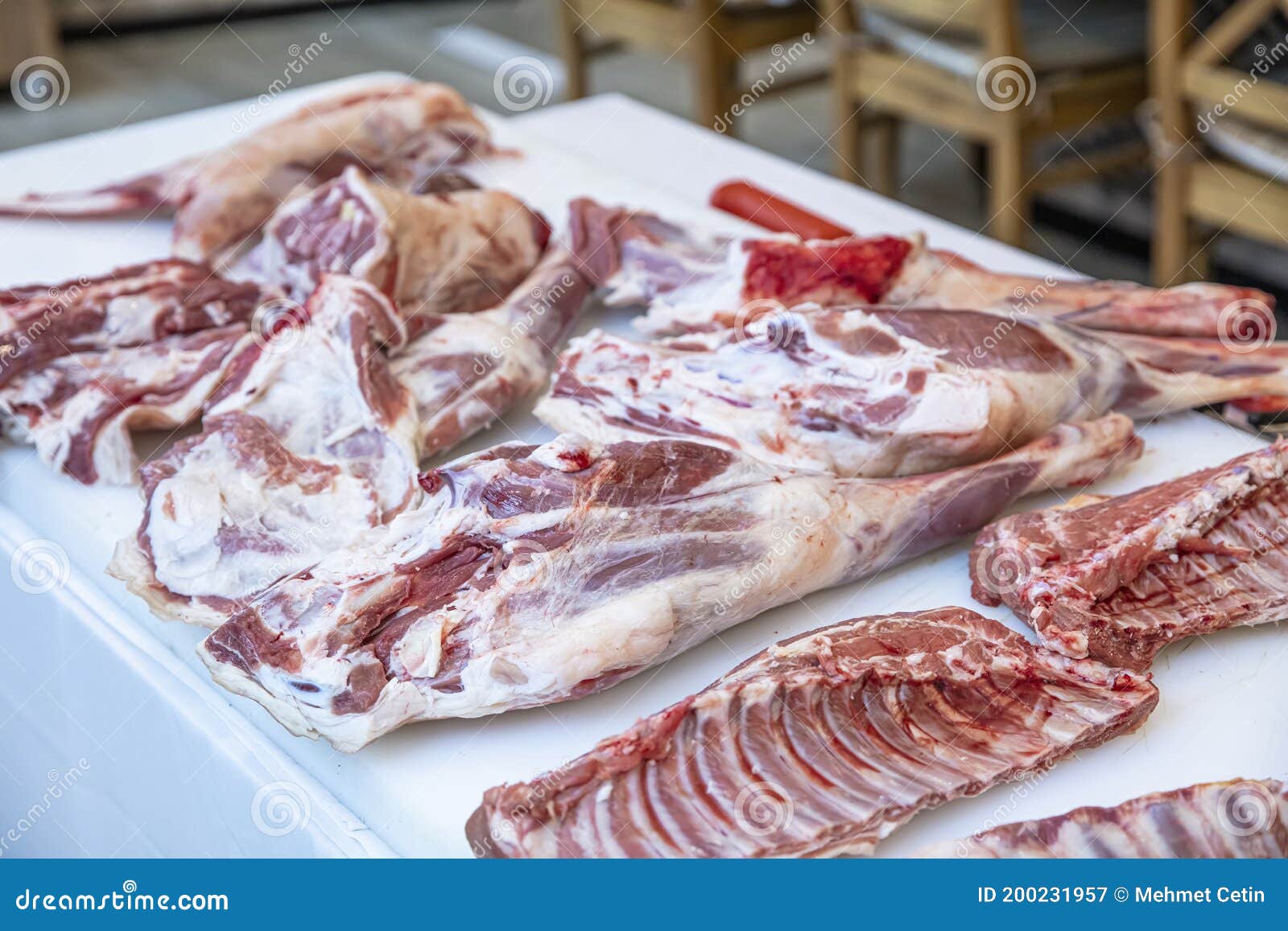 Fresh and Raw Meat. Assorted Pieces of Lamb on White Background Stock ...