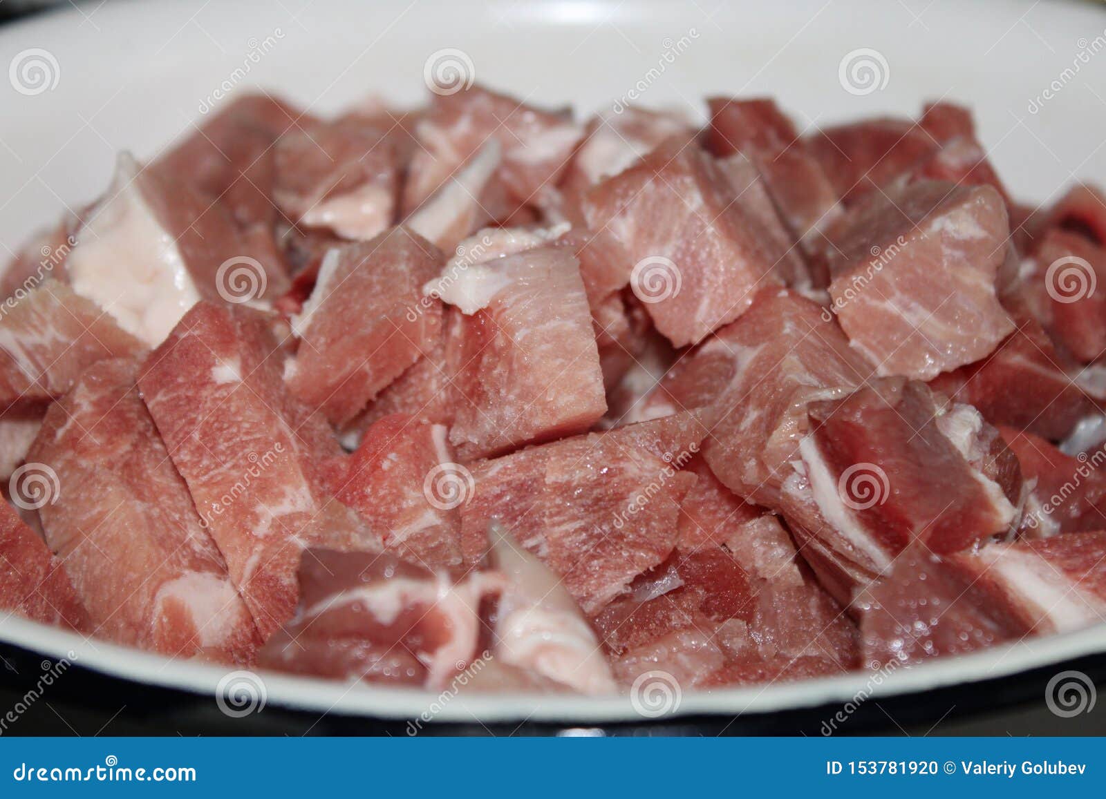 Fresh Raw Meat Cut into Small Pieces Stock Photo - Image of small, chop ...