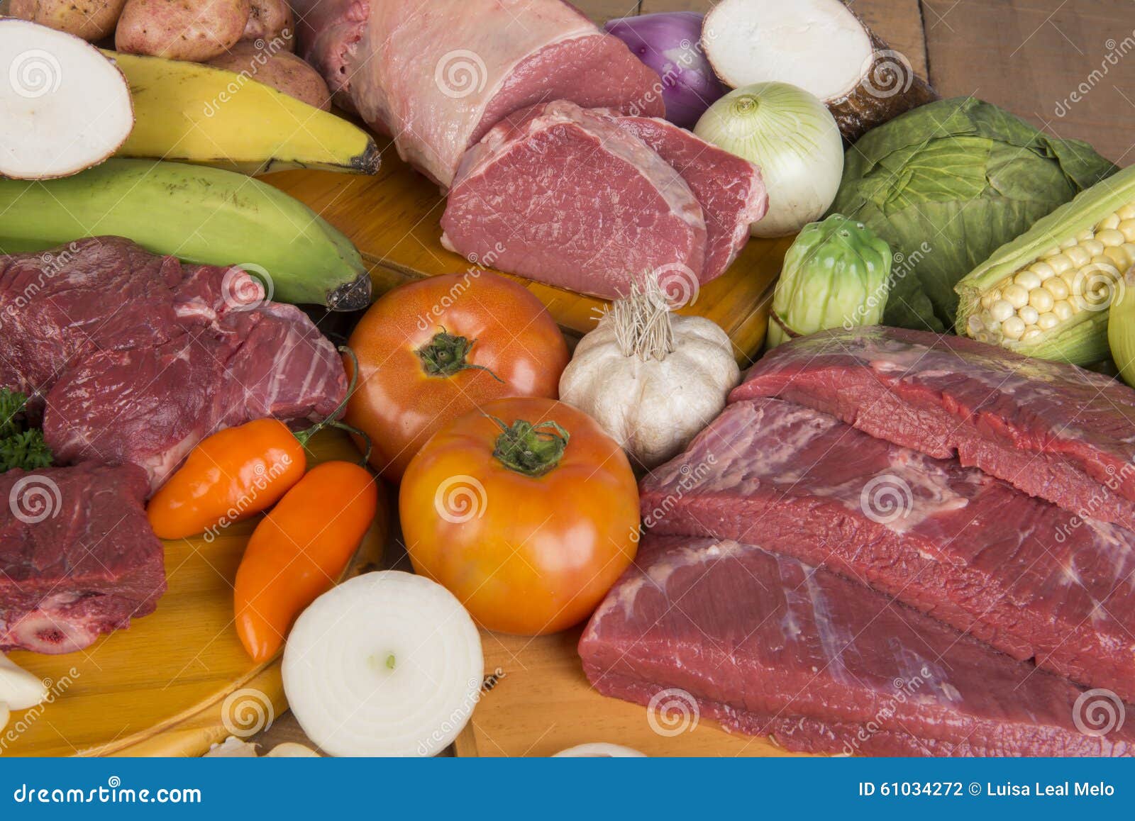 Fresh Raw Meat and pork stock photo. Image of wood, tasty - 61034272