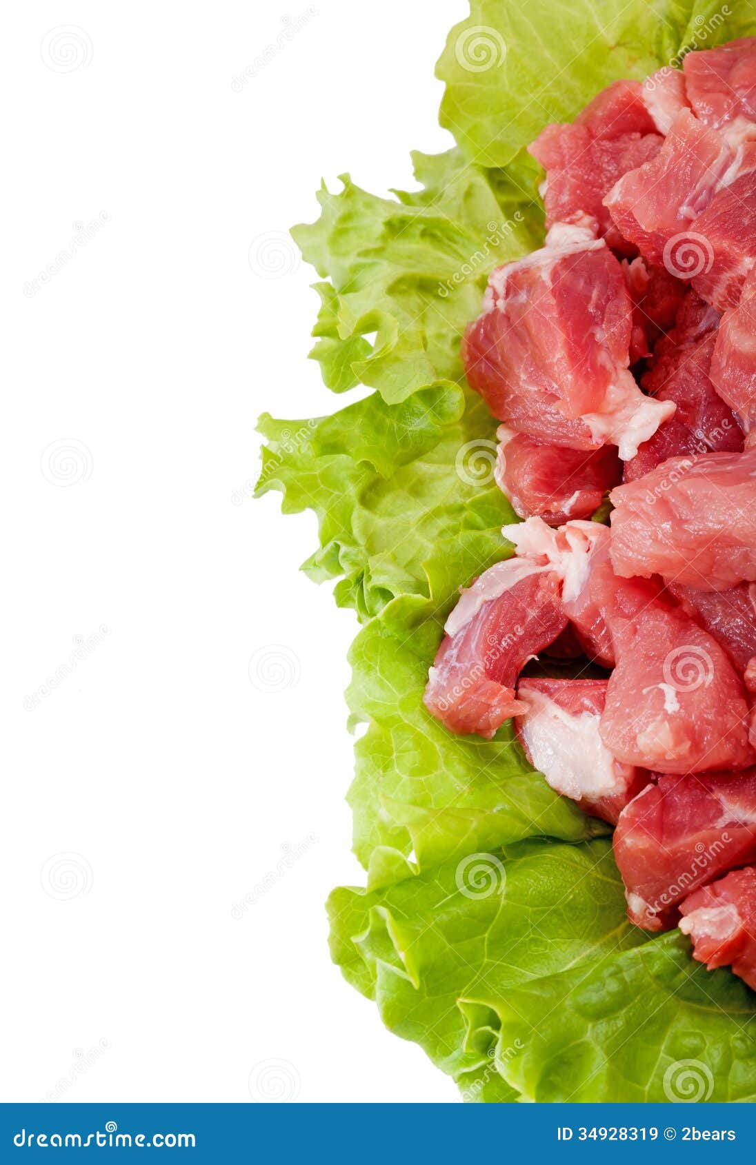 Fresh Raw Meat and Salad Isolated Stock Image - Image of sausage, salad ...