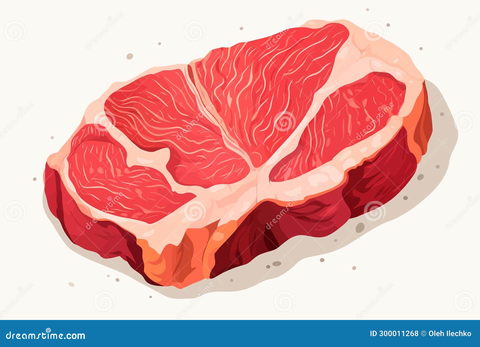 Fresh Raw Meat Top View Isolated Vector Style Illustration Stock Vector ...
