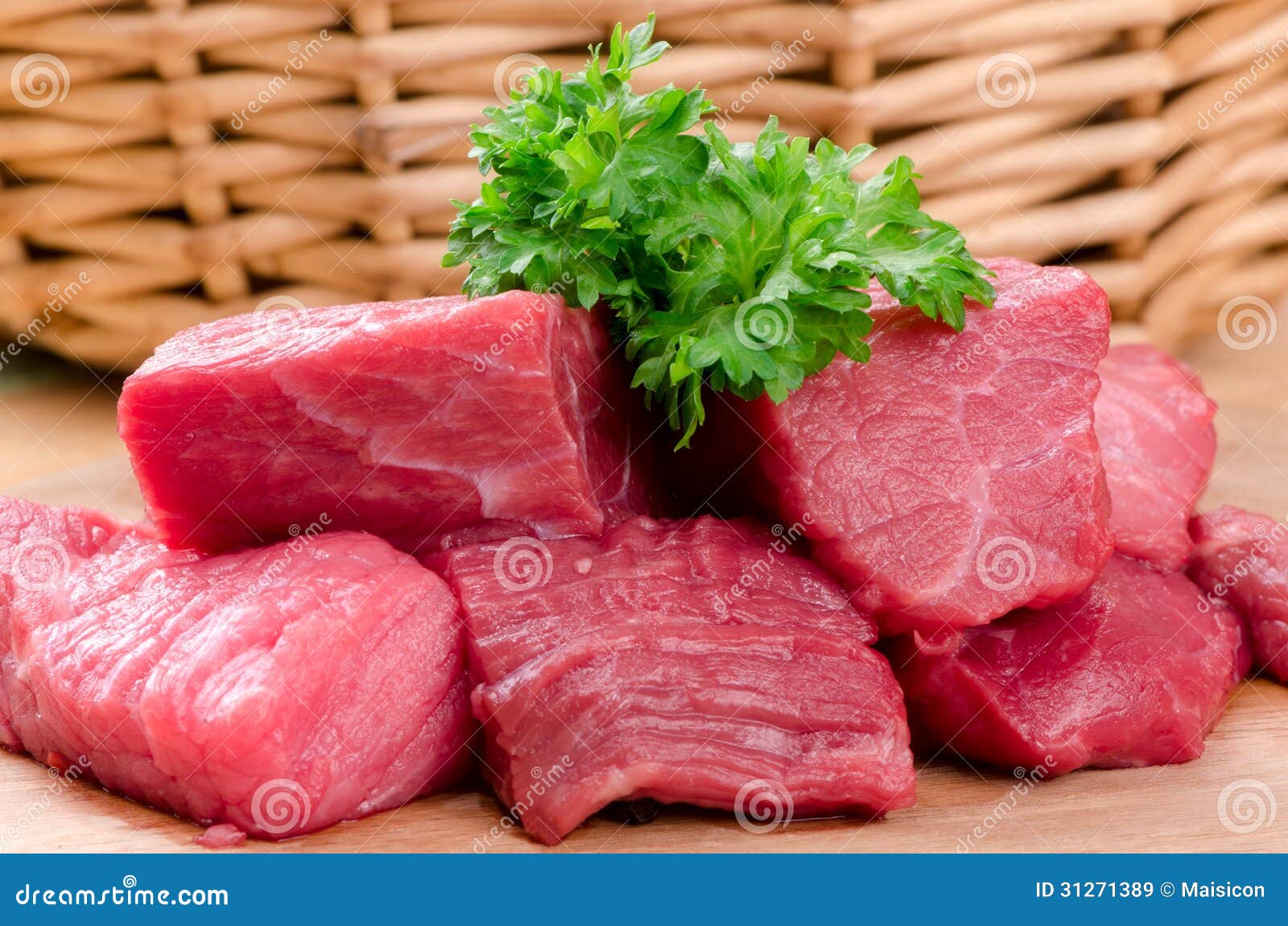 Fresh raw meat. stock image. Image of diet, lettuce, parsley - 31271389