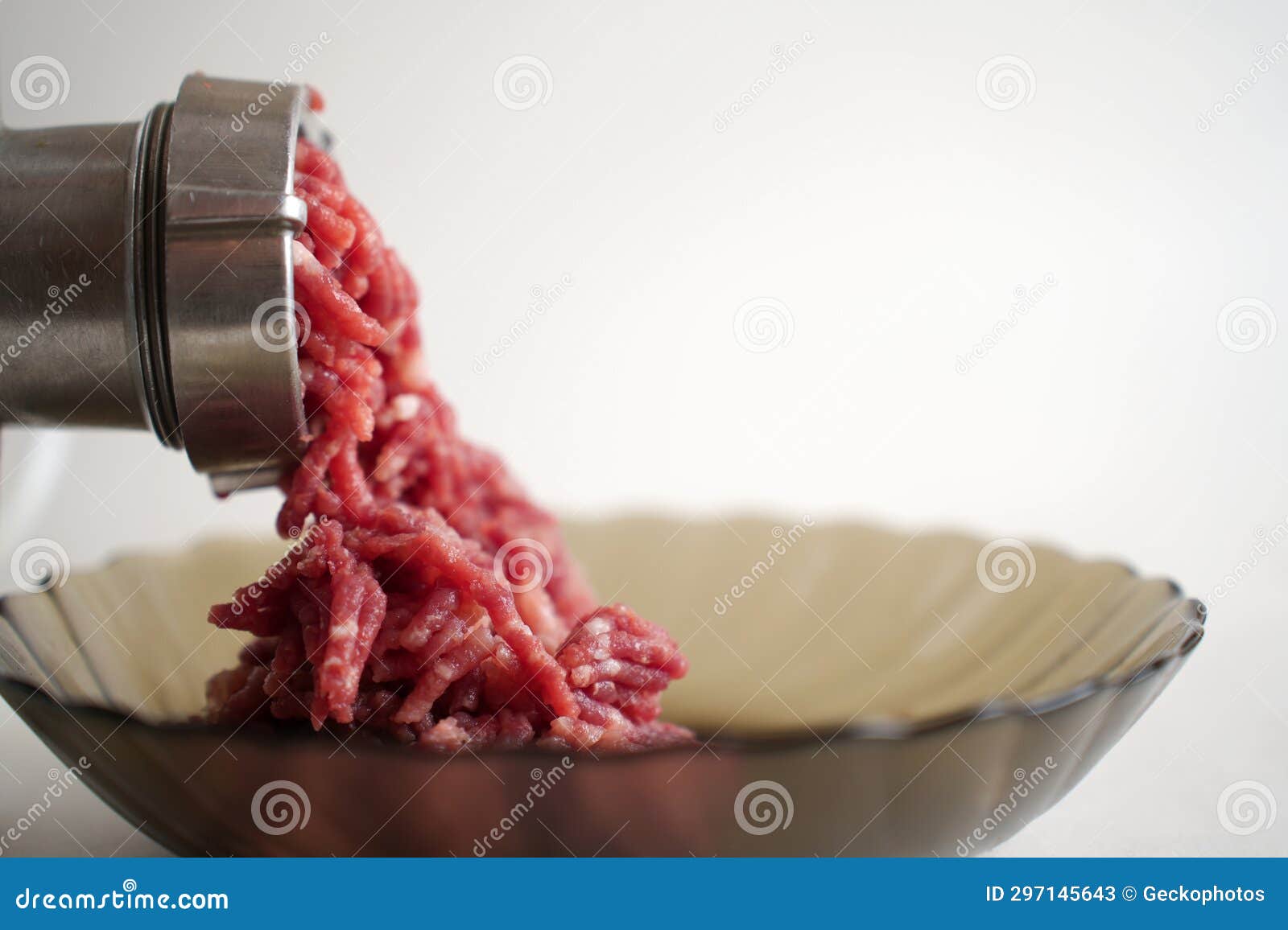 Fresh Raw Minced Meat in the Meat Grinder, Close-up Stock Image - Image ...