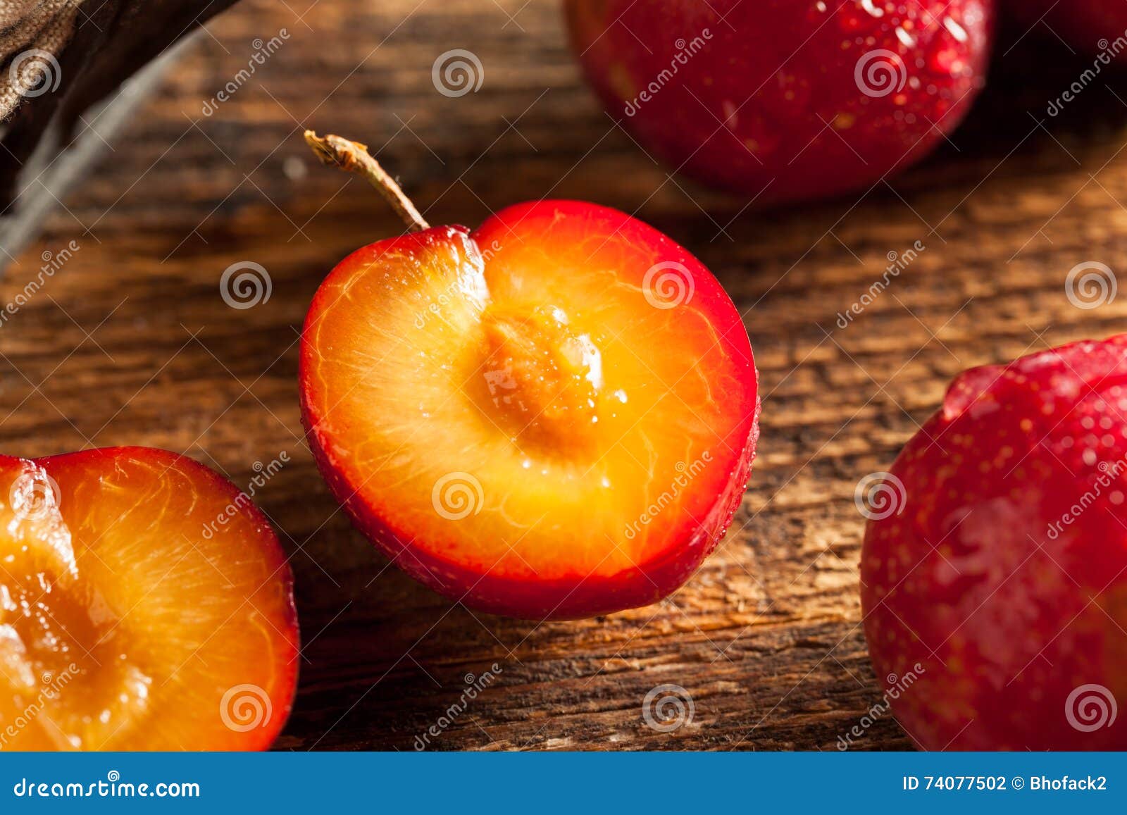 Fresh Raw Organic Cherry Plums Stock Photo - Image of juicy ...
