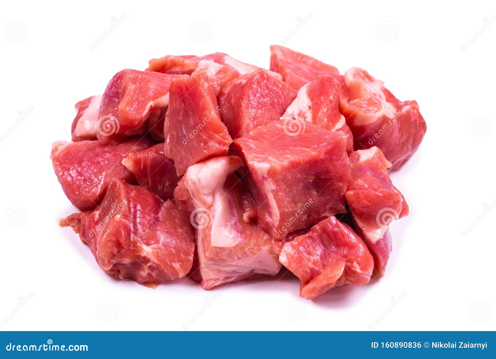 Fresh Raw Pork Pieces Isolated Stock Photo - Image of fillet, cuisine ...