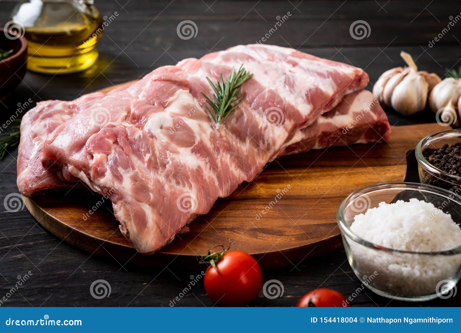 Fresh raw pork ribs stock photo. Image of cook, closeup - 154418004