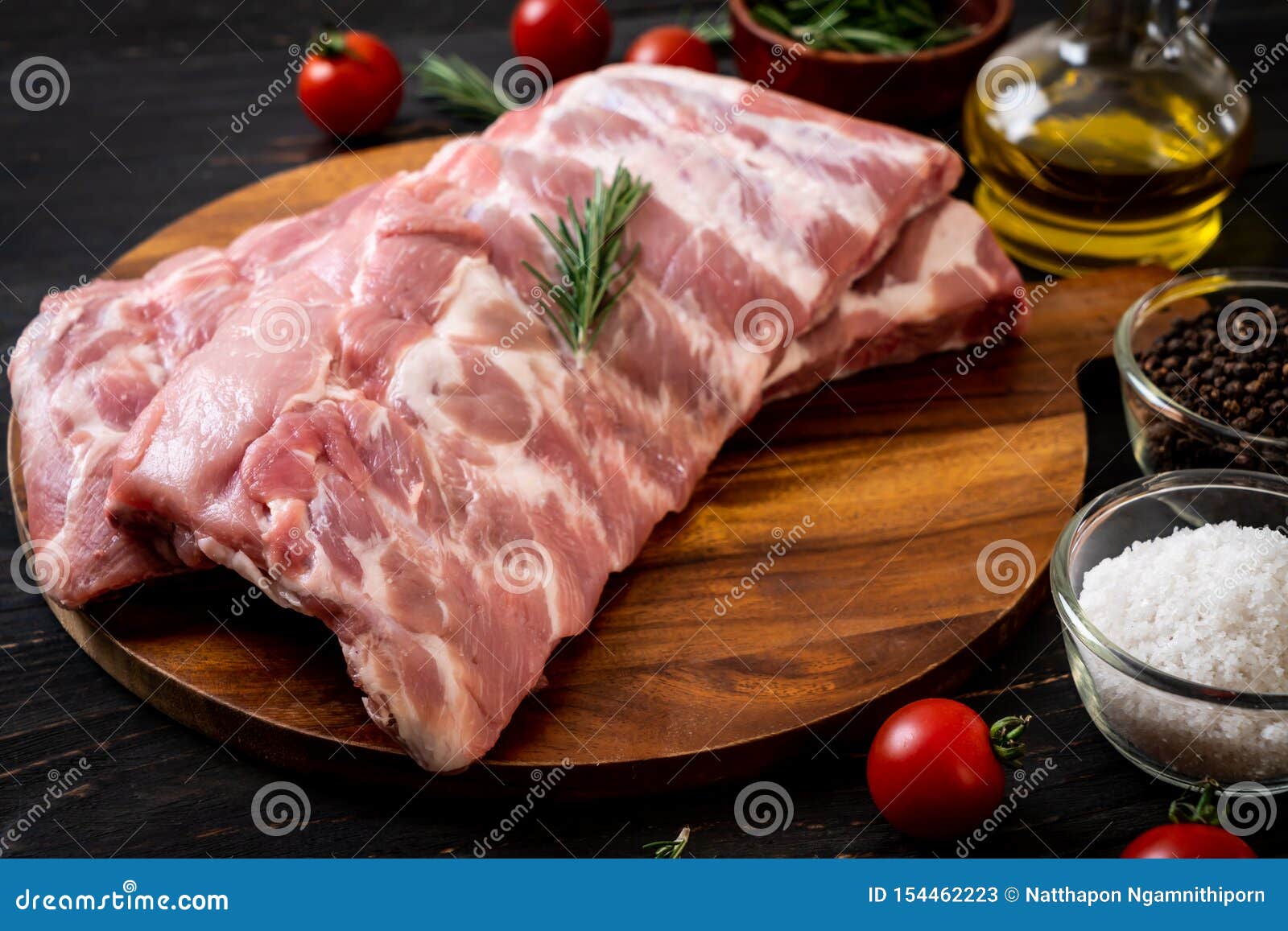 Fresh raw pork ribs stock image. Image of board, spice - 154462223