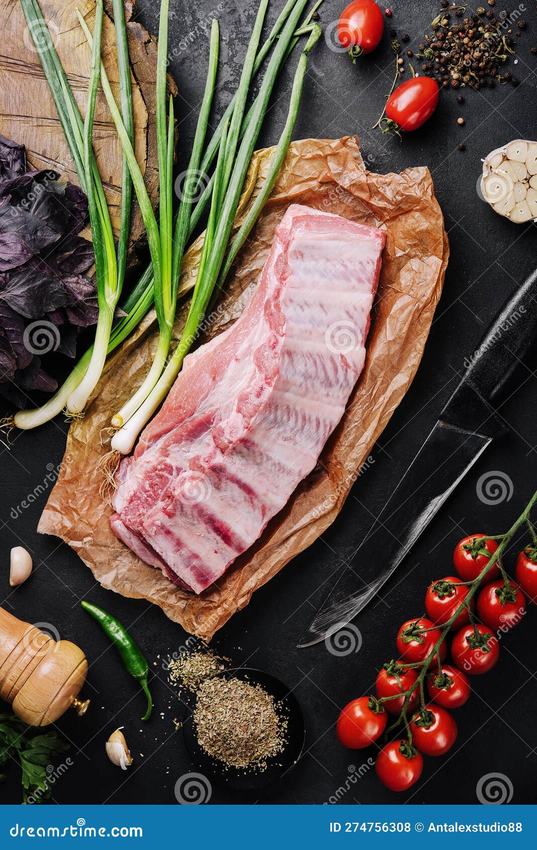 Fresh Raw Pork Ribs with Ingredients Stock Photo - Image of pork ...