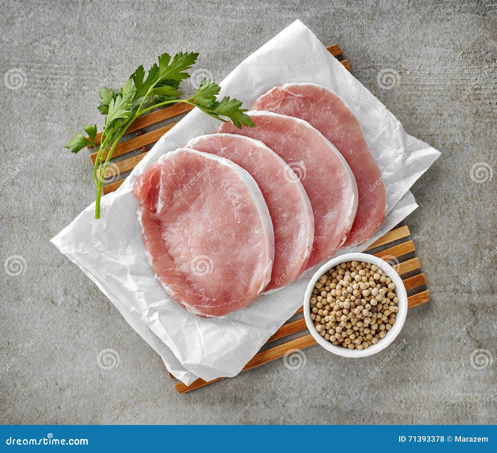 Fresh Raw Pork on White Wrapping Paper Stock Photo - Image of cuisine ...