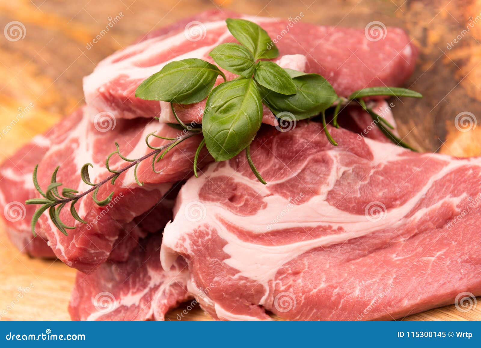 Fresh raw pork stock image. Image of butcher, onion - 115300145