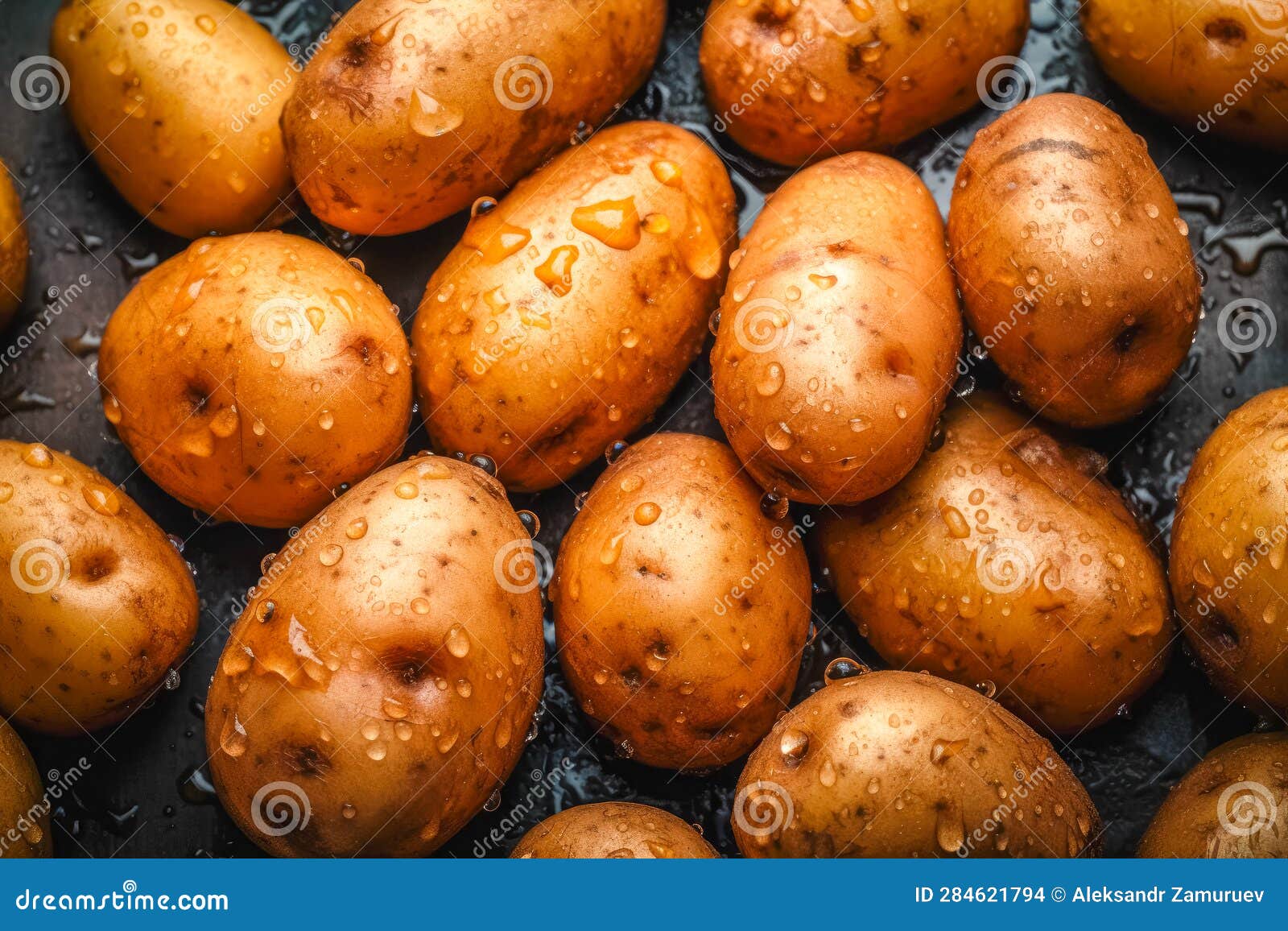 Fresh Raw Potatoes with Water Drops. Ai Generated Stock Photo - Image ...