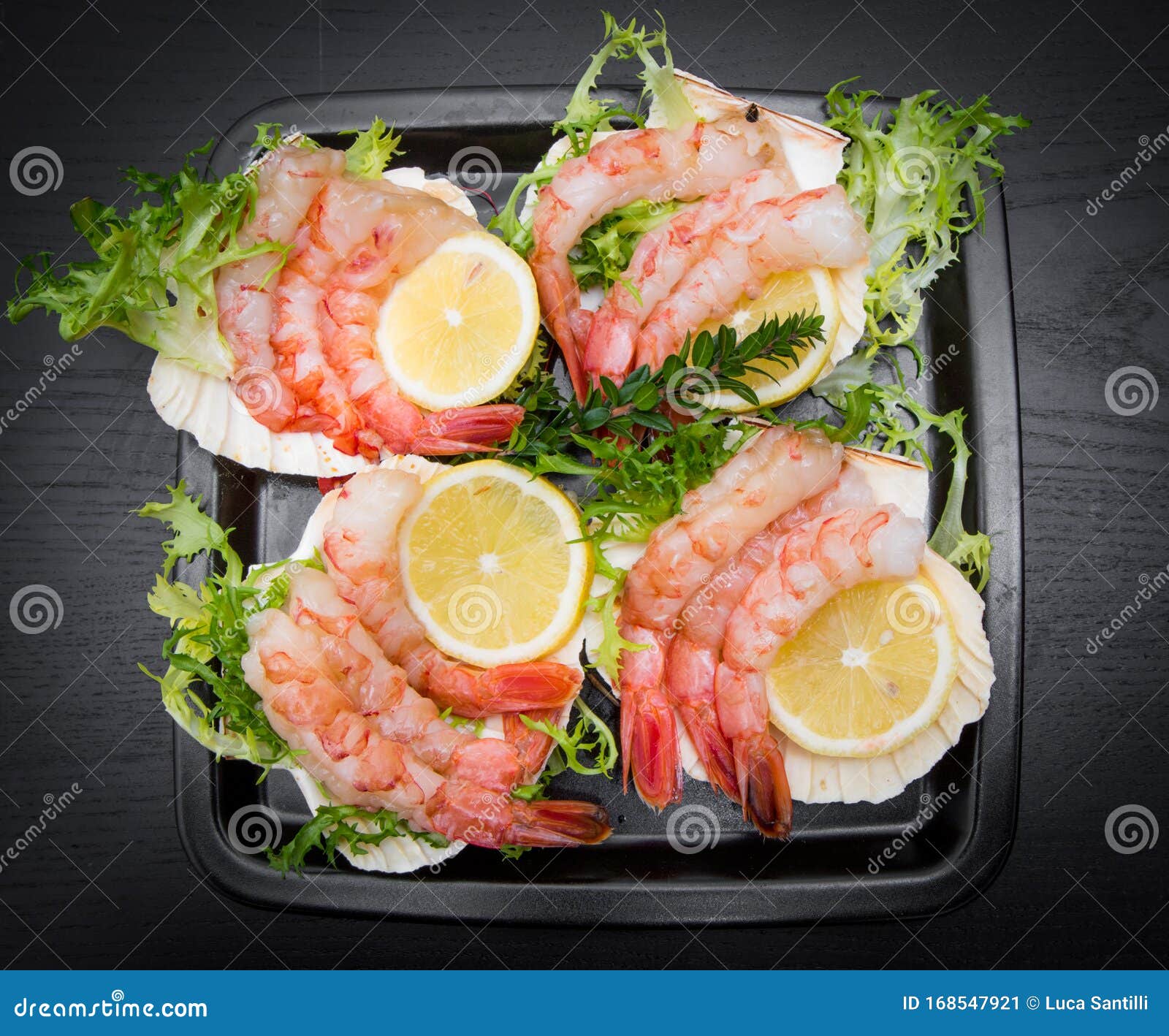 Fresh Raw Prawn on the Shell Ready As Appetizer Stock Image - Image of ...