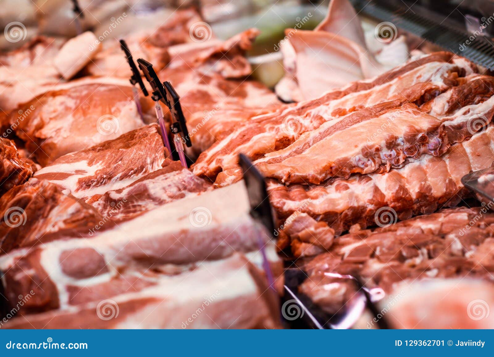 Fresh Raw Red Meat at the Butcher Stock Image - Image of background ...