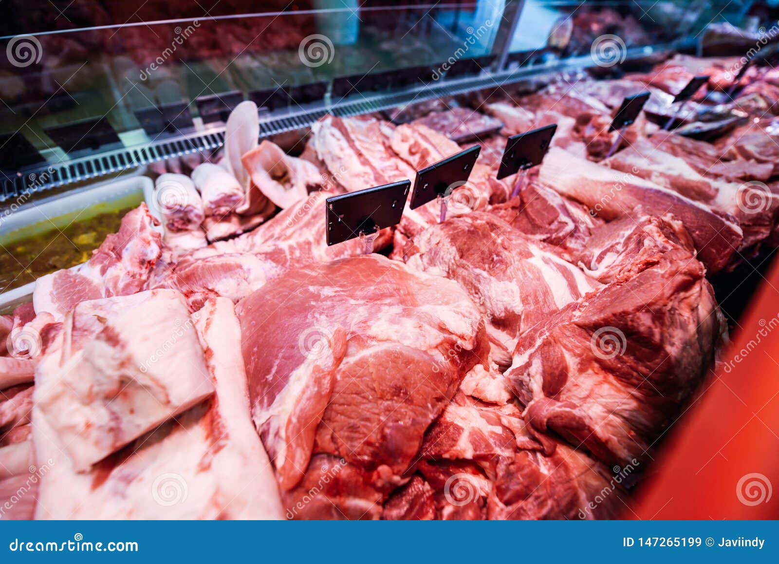 Fresh Raw Red Meat at the Butcher Stock Image - Image of butcher ...