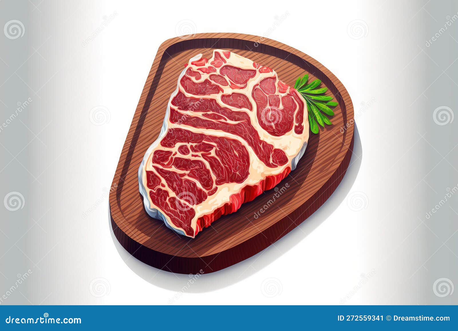 Fresh Raw Rib Eye Steak, Top View, Isolated on White Stock Illustration ...