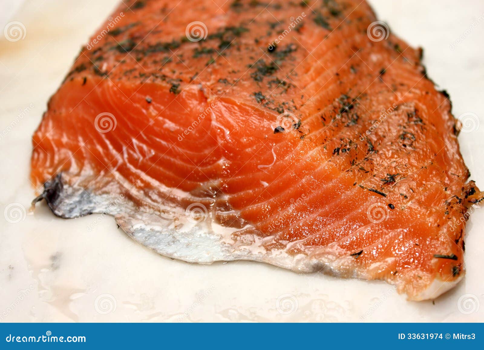 Fresh Raw Salmon Chunks with Herbs Stock Photo - Image of salmon ...