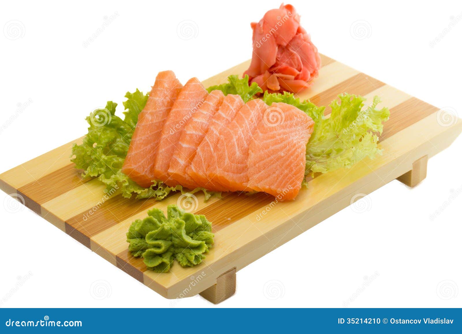 Fresh Raw Salmon Fish Pieces on Plate Isolated Stock Photo - Image of ...